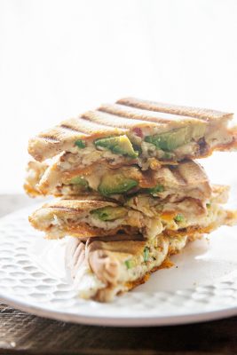Avocado and Pesto Cheesy Panini Recipe - Dine and Dish